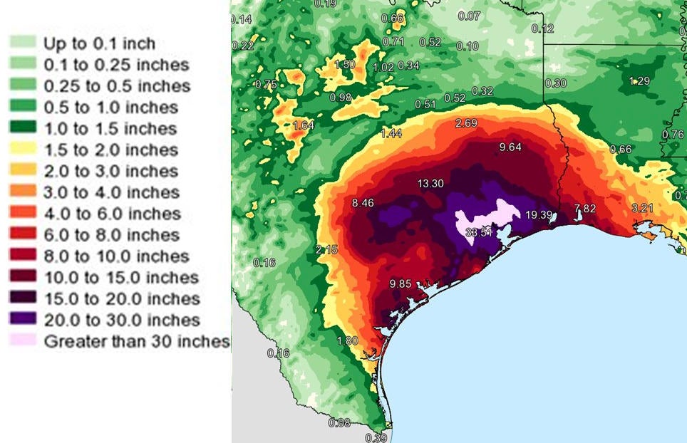 Harvey forces weather service to add two new colors to maps - CBS News
