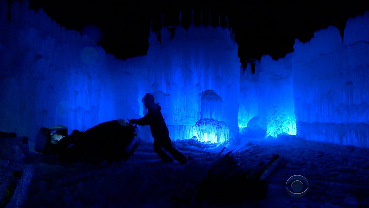 Backyard idea transforms into ice castle kingdom - CBS News