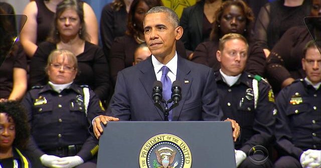 President Obama delivers emotional speech at Dallas memorial - CBS News