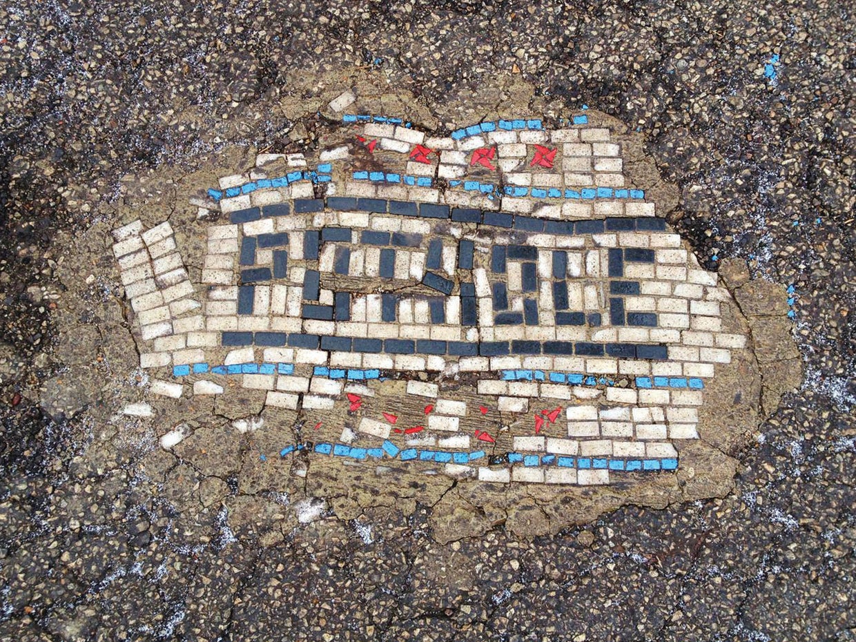 Street art: Jim Bachor's pothole mosaics - CBS News