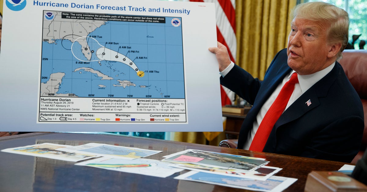 Trump Hurricane map at briefing today shows Dorian tracker map ...