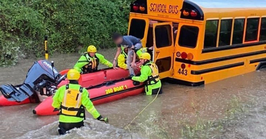 40 Students, Driver Rescued After School Bus Trapped In Rising Flood ...